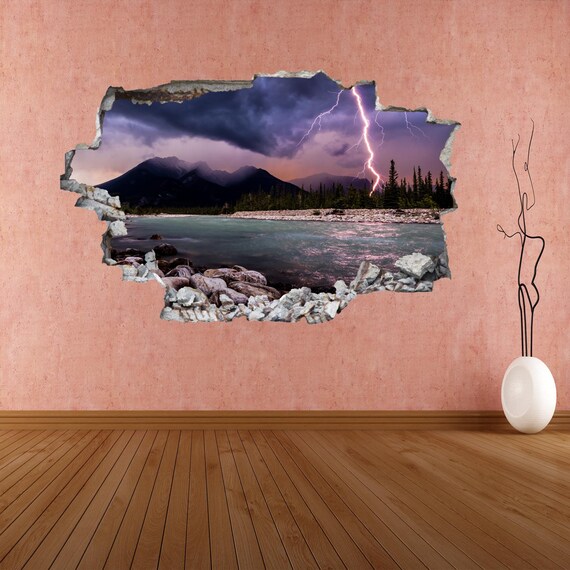 Thunderstorm Lightning Wall Decal Sticker Mural Poster Print | Etsy
