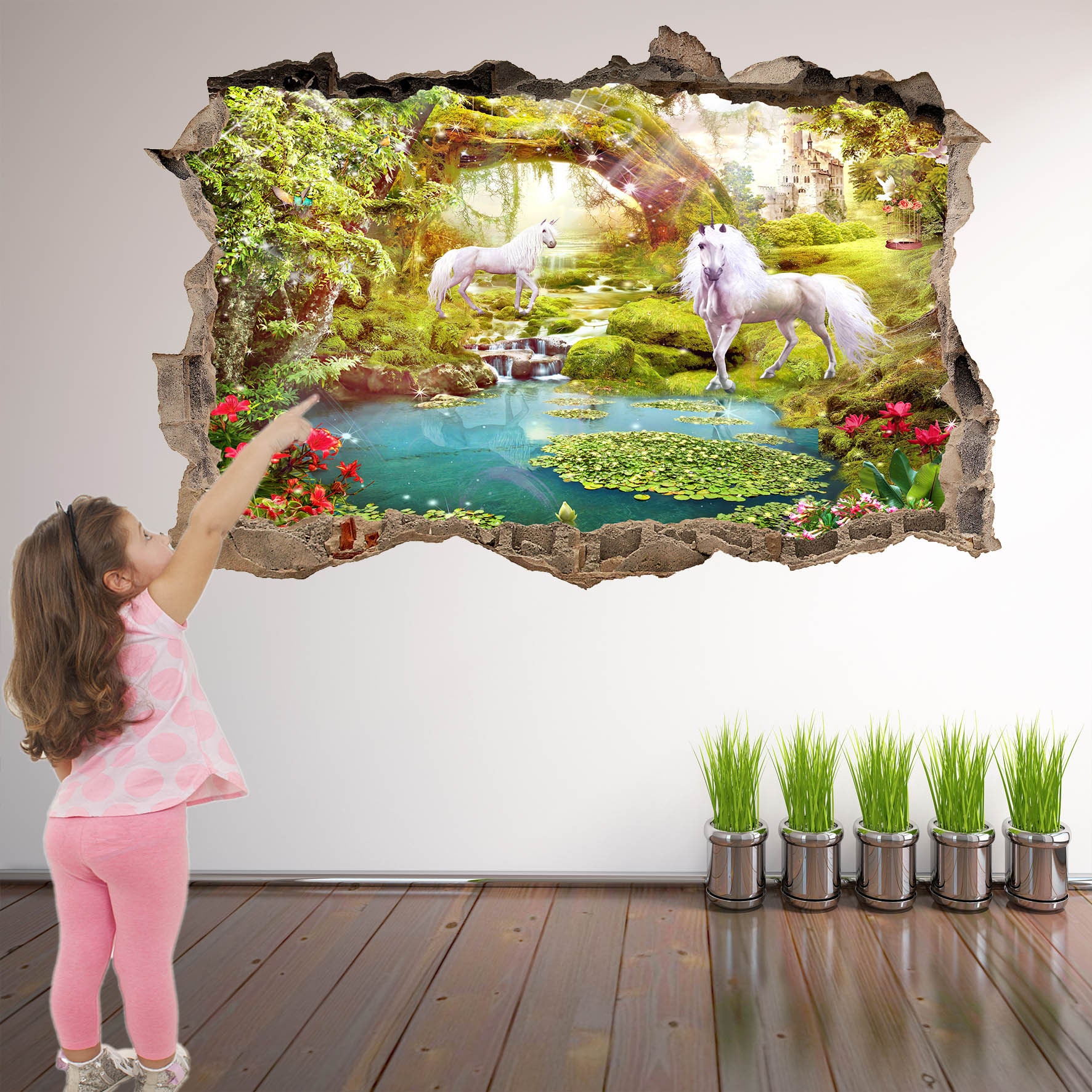 Unicorn Enchanted Forest Fantasy Wall Sticker Mural Decal | Etsy