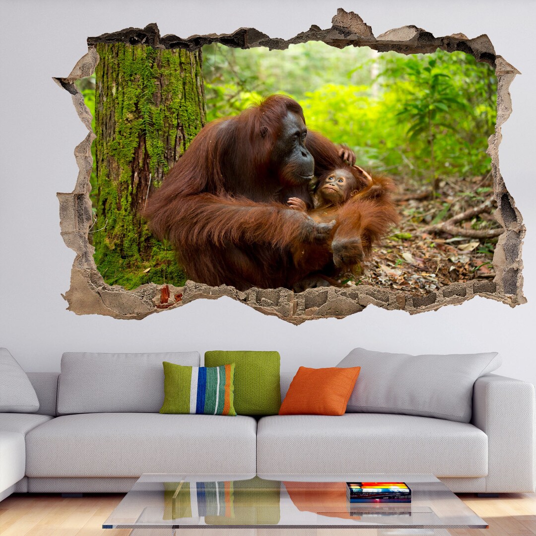 Orangutan Animal Wall Decal Sticker Mural Poster Print Art Kids Bedroom ...