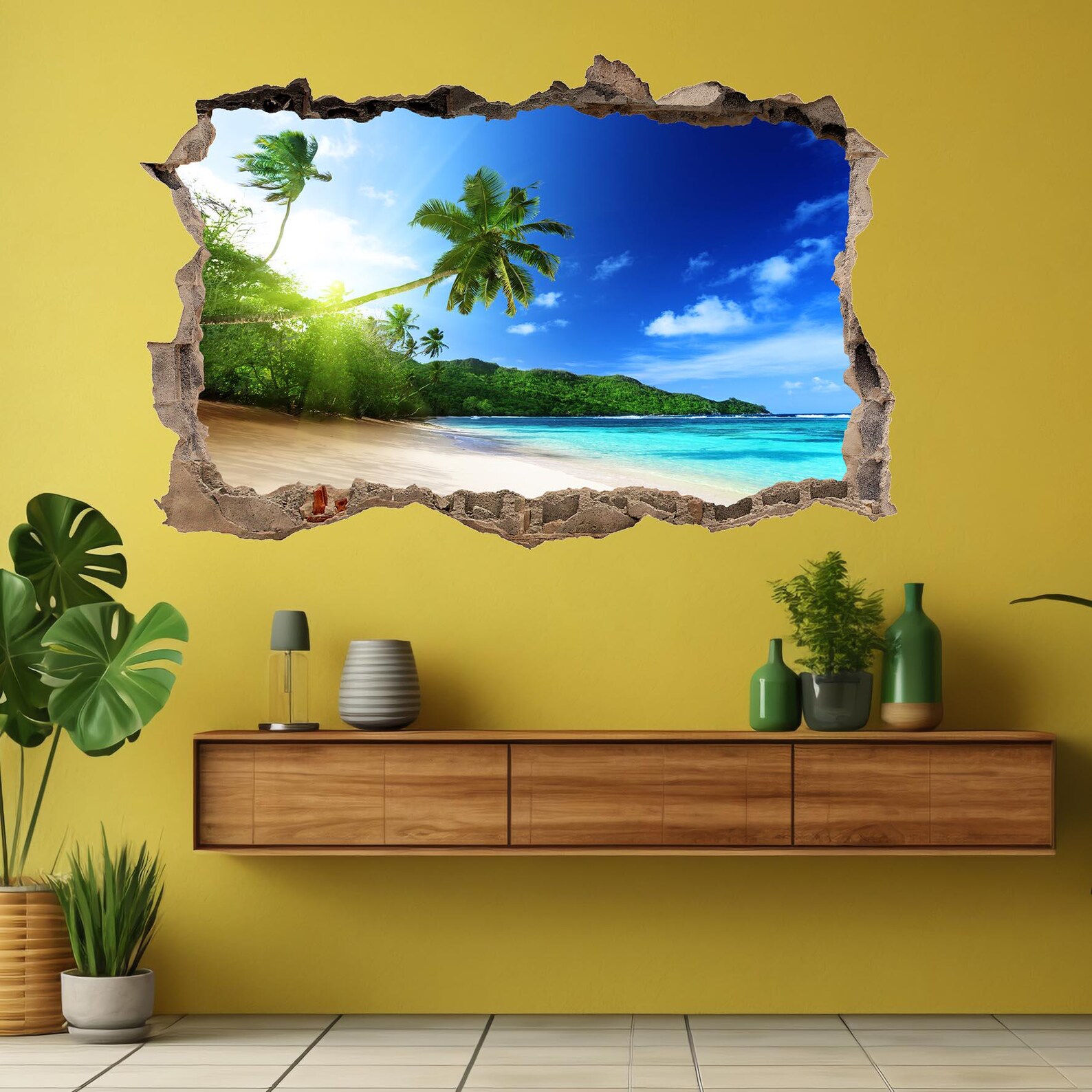 Tropical Island Beach Sunset Wall Decal Sticker Mural Poster Print Art ...