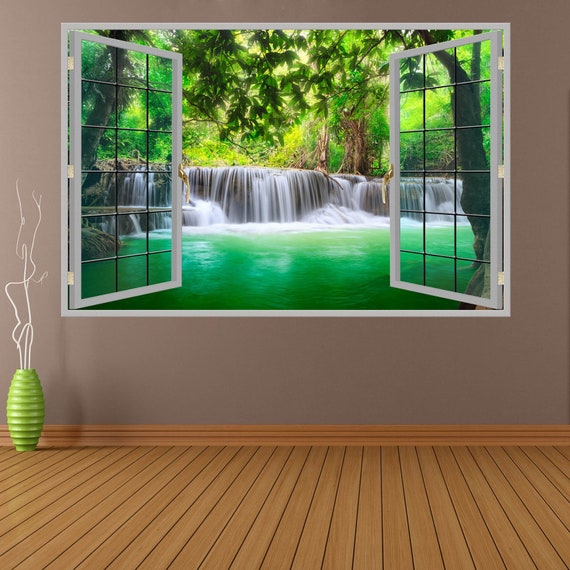 Waterfall River Forest Wall Decal Sticker Mural Poster Print | Etsy