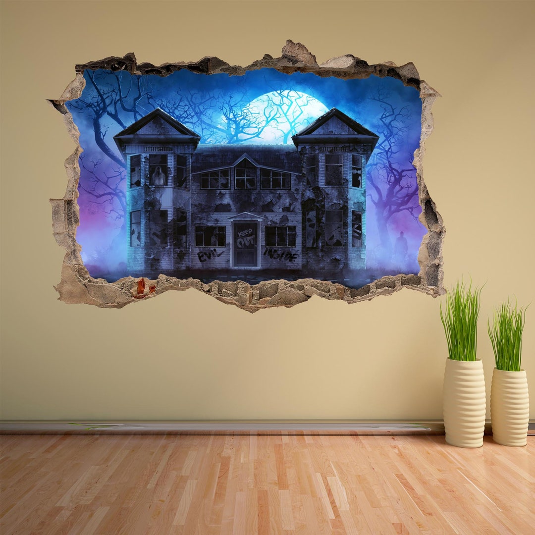 Haunted House Moon Scary Wall Sticker Mural Decal Poster Print Art Home ...