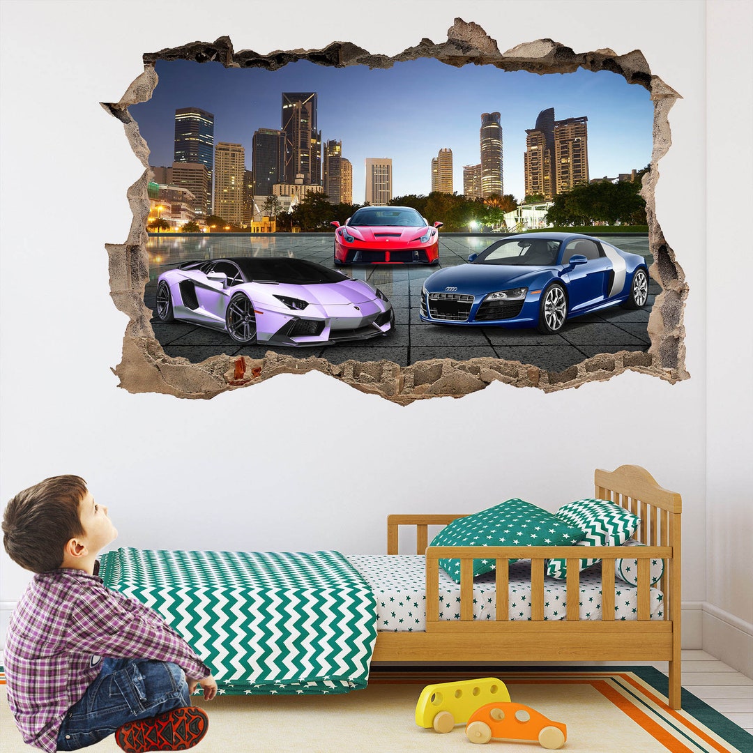 Super Sports Cars Supercar Wall Stickers Mural Decal Print Art Kids ...