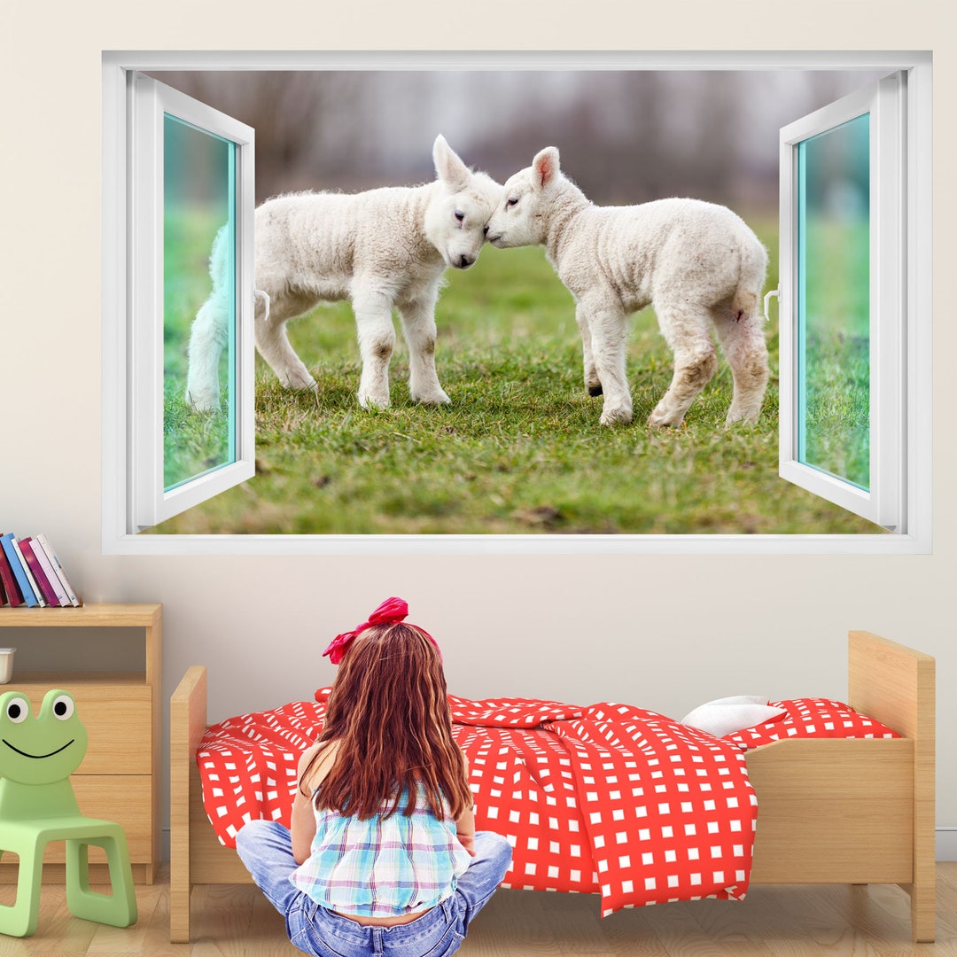 Cute Lambs Sheep Wall Decal Sticker Mural Poster Print Art Kids Room ...