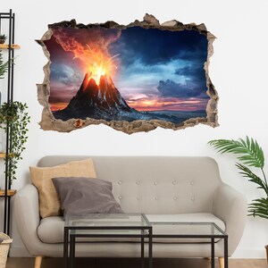 Volcano Eruption Wall Sticker | Volcanic Mountain Wall Decal | Nature ...