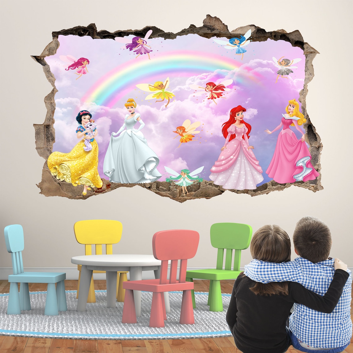 Princess Cinderella Fairytale Rainbow Wall Decal Sticker Mural Poster ...
