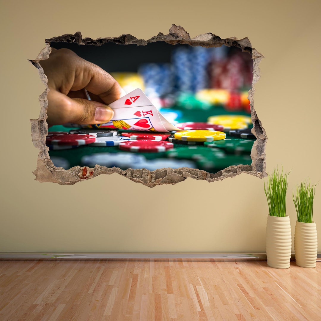 Poker Cards Chips Casino Wall Sticker Mural Decal Print Art Home Decor ...