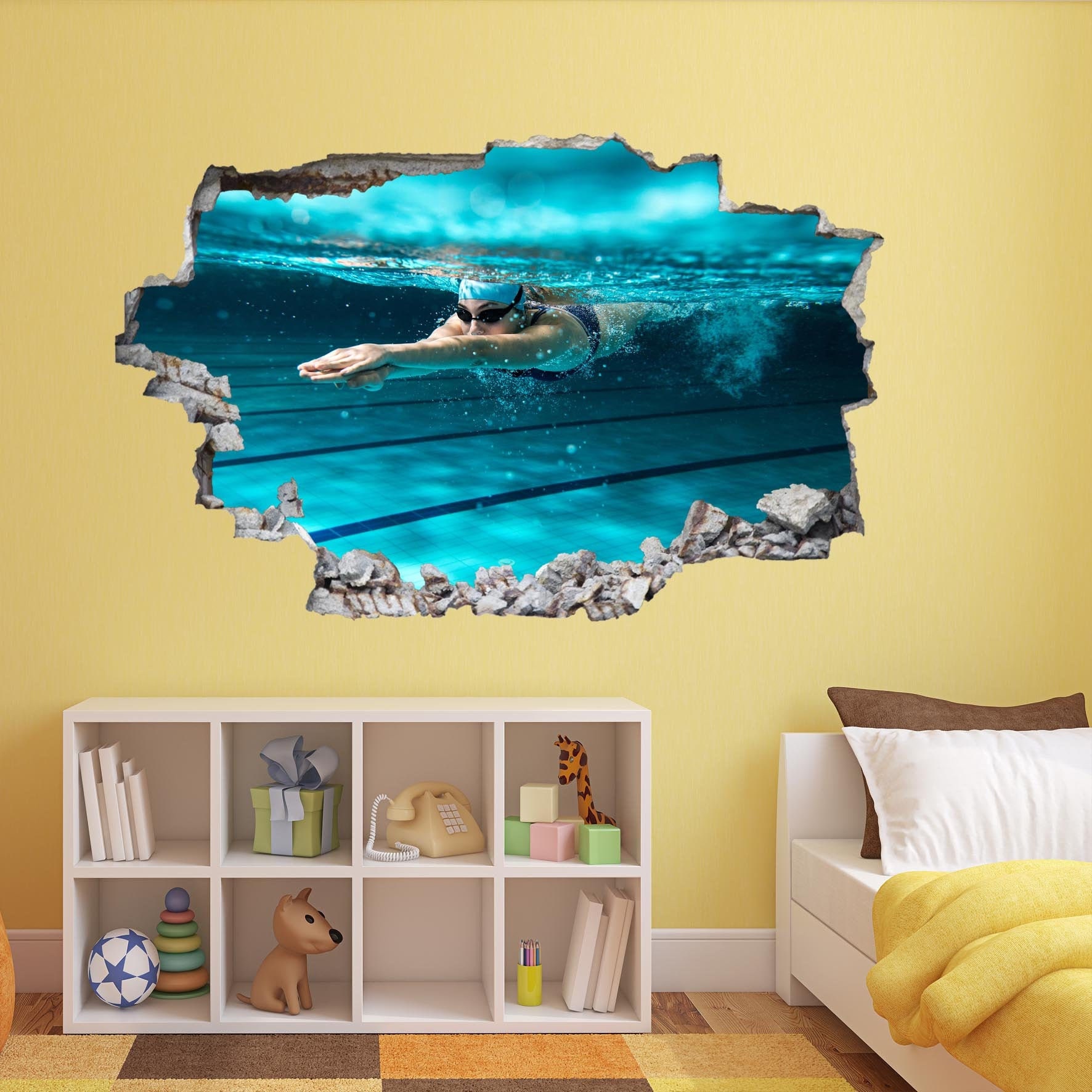 Female Swimmer Swimming Pool Wall Decal Sticker Mural Print - Etsy UK