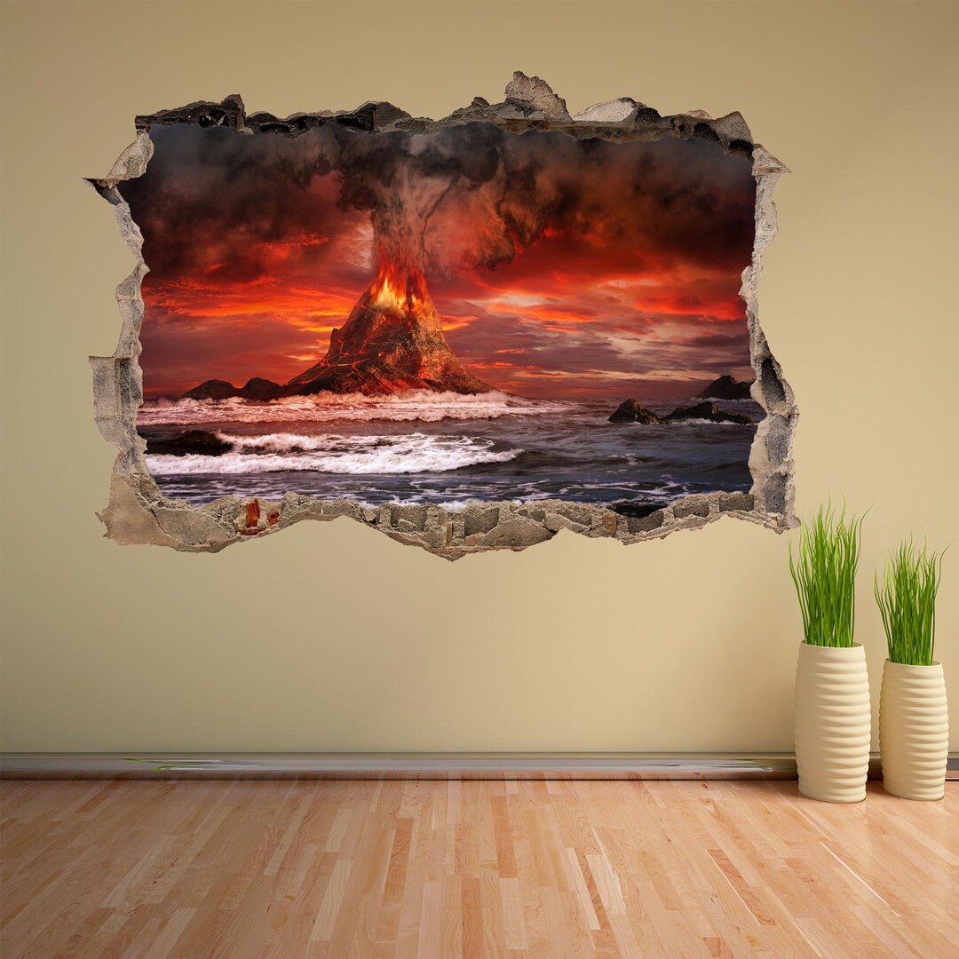 Volcano Eruption Wall Decal Sticker Mural Poster Print Art Home Office ...