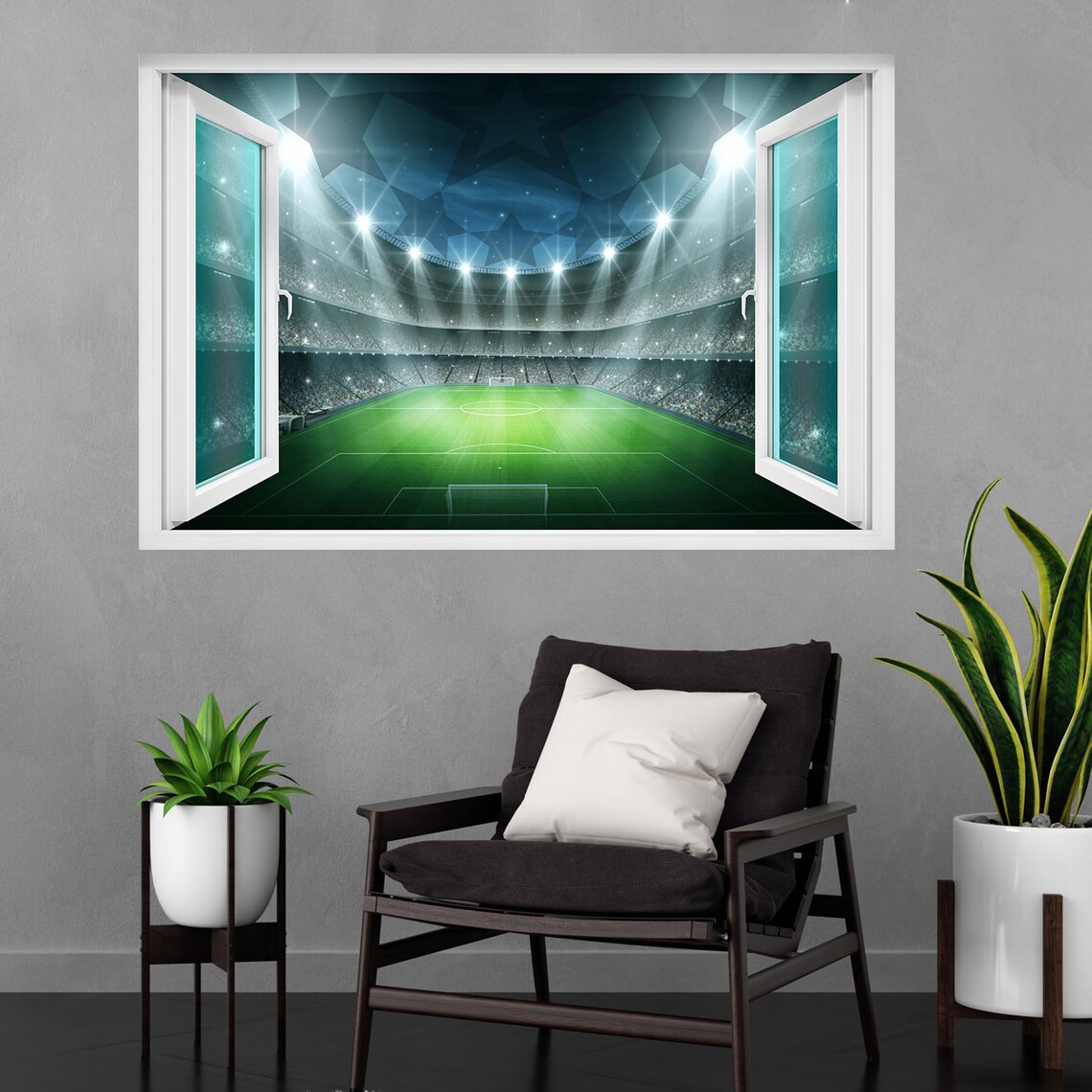Football Stadium Arena Wall Decal Sticker Mural Print Art Kids Bedroom ...