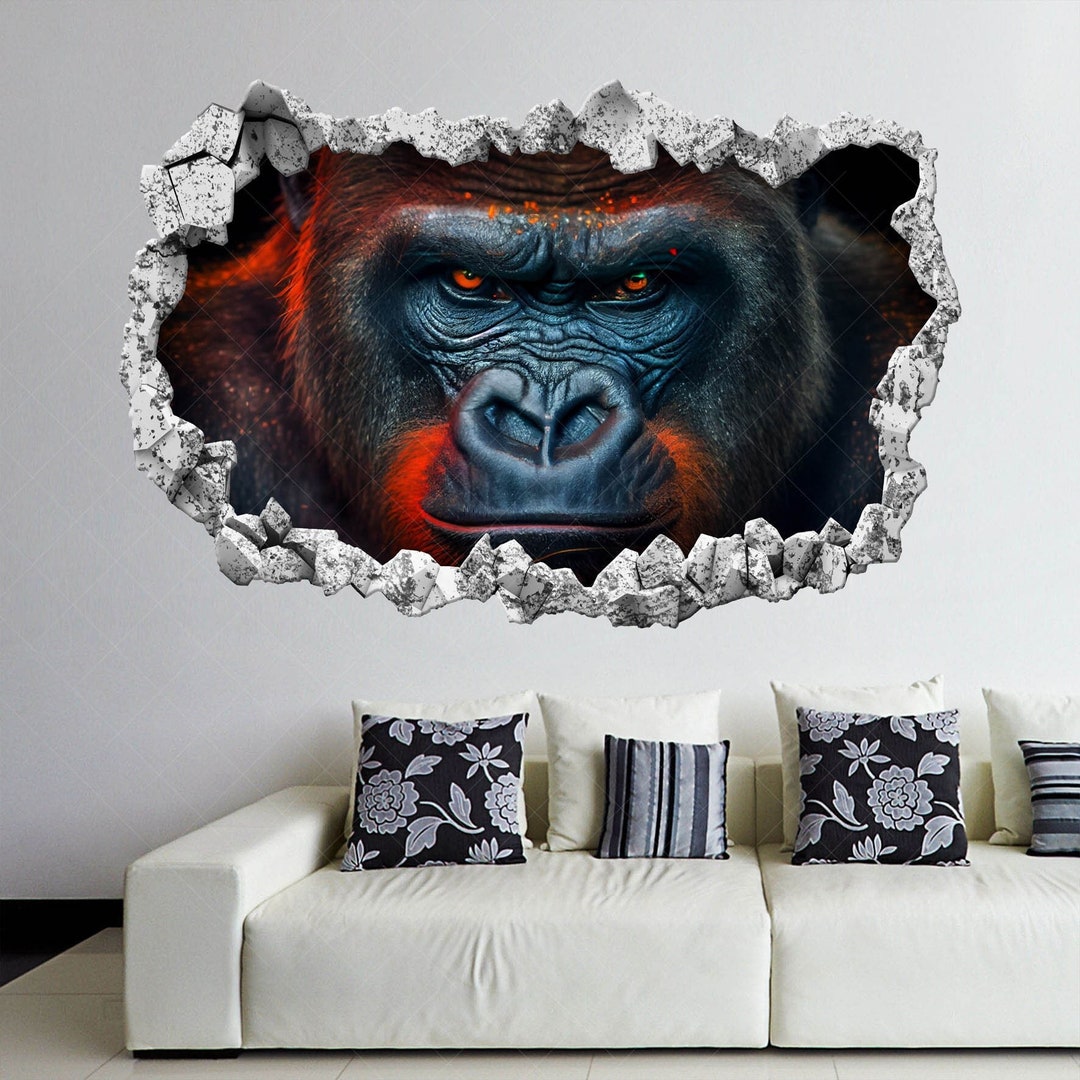 Gorilla Wall Decal Sticker Mural Poster Print Art Kids Bedroom Home ...