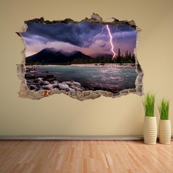 Thunderstorm Lightning Wall Decal Sticker Mural Poster Print | Etsy