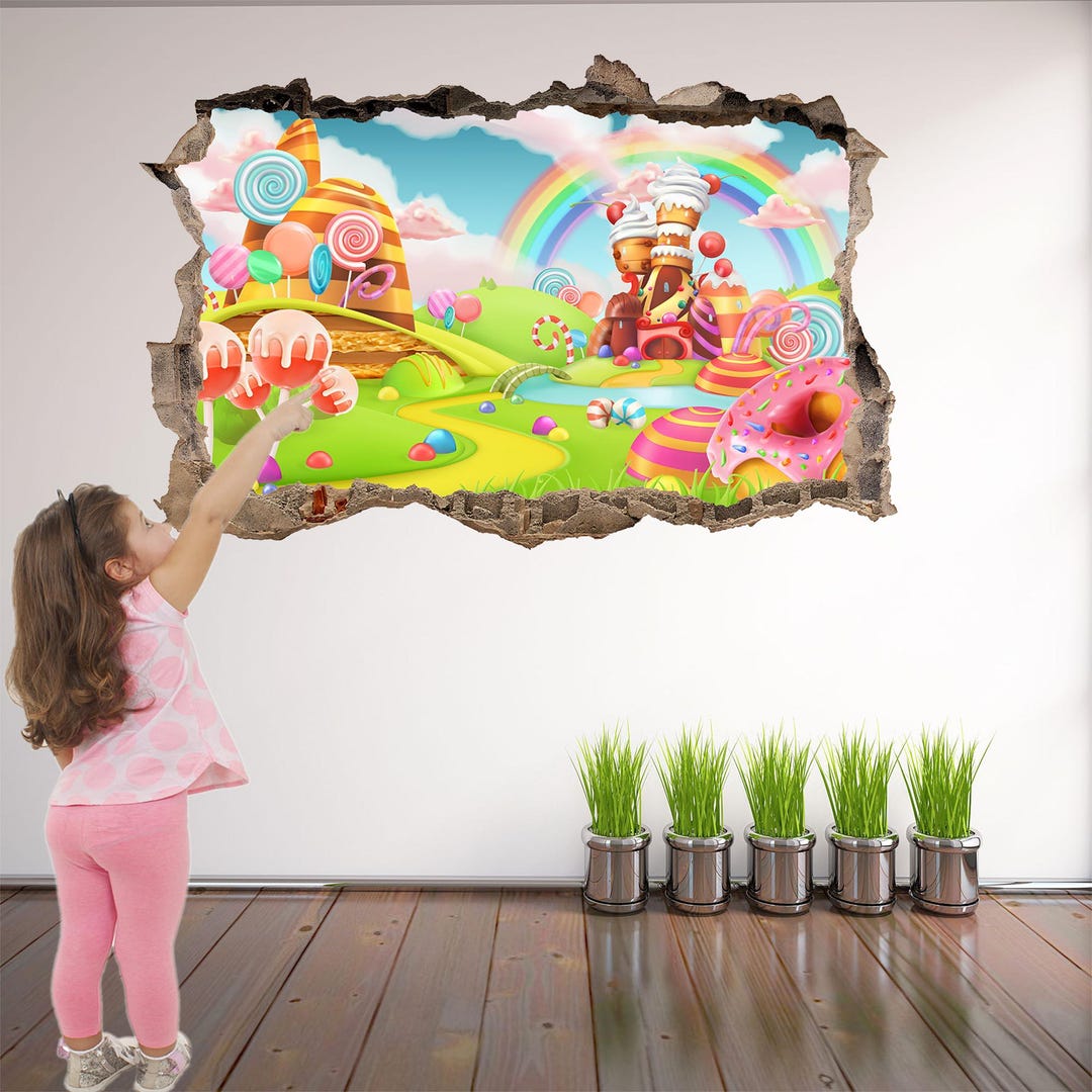 Candy Land Rainbow Sweet Wall Decal Sticker Mural Poster Print Art Kids ...