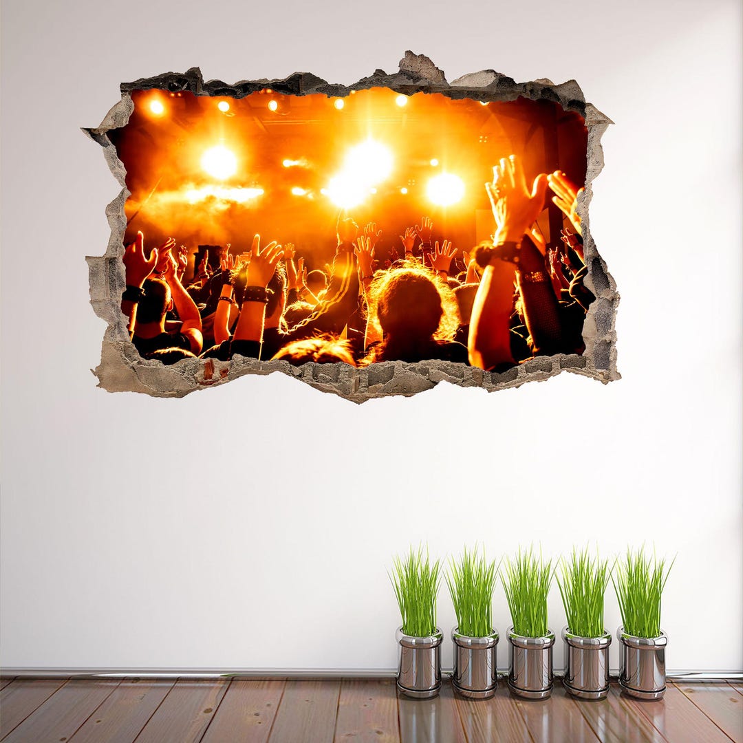 Live Concert Crowd Wall Decal Sticker – Music Festival Wall Art Mural ...
