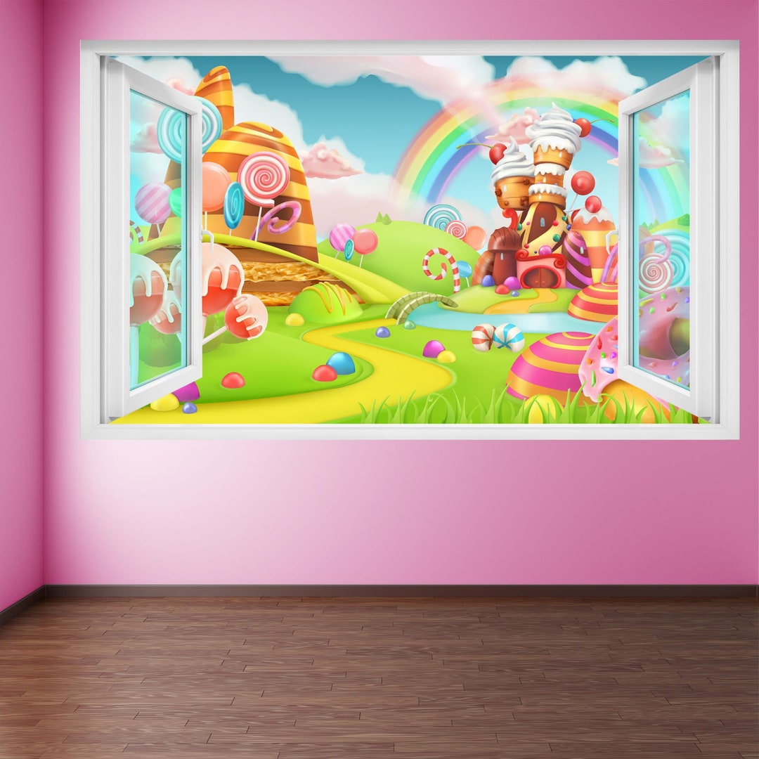 Candy Land Rainbow Sweet Wall Decal Sticker Mural Poster Print Art Kids ...