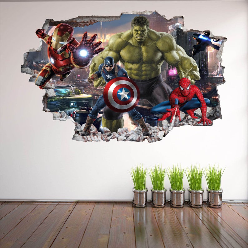 Avengers Superhero Wall Decal Sticker Mural Poster Print Art - Etsy