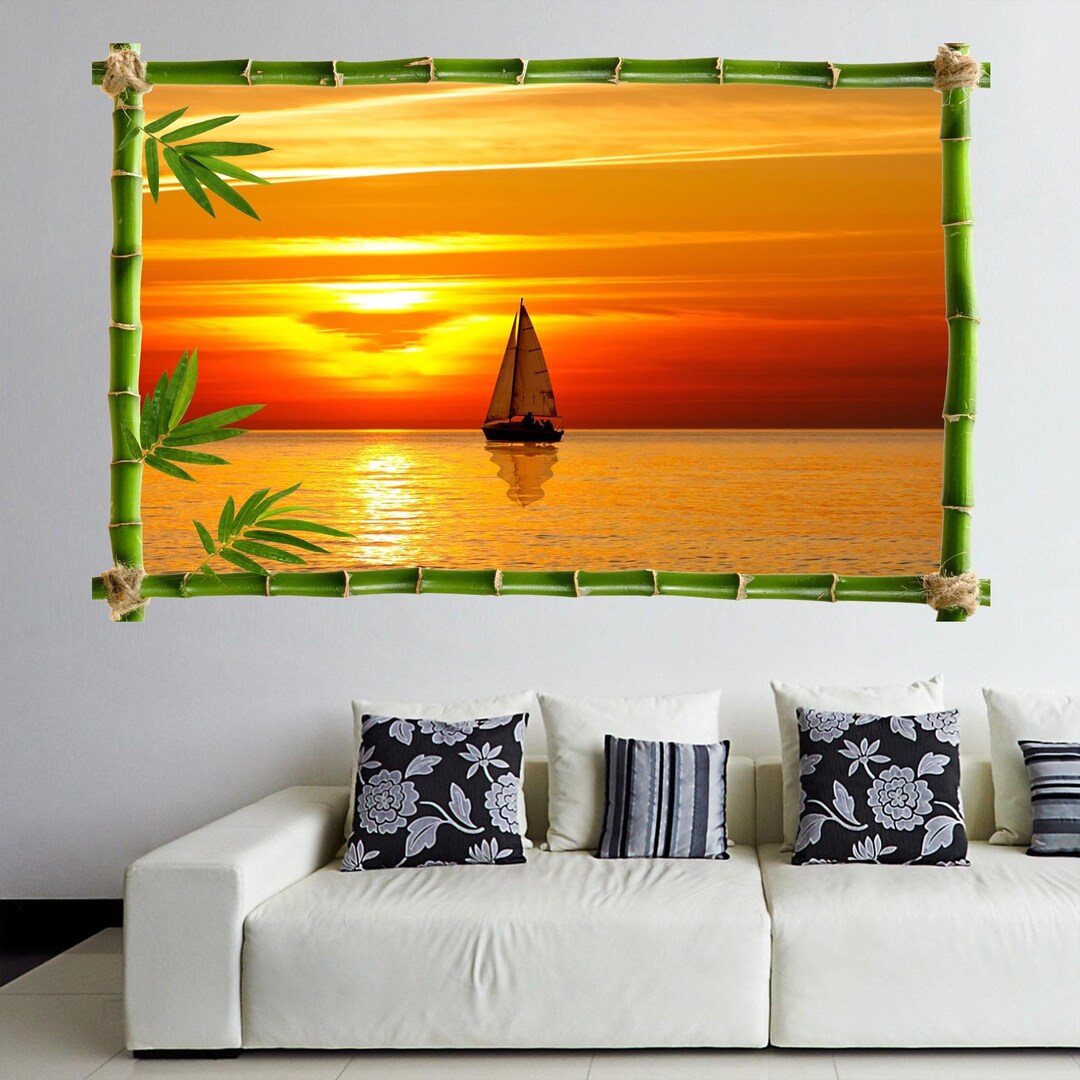 Sailboat Sunset Sailing Wall Decal Sticker Mural Poster Print Art Home ...