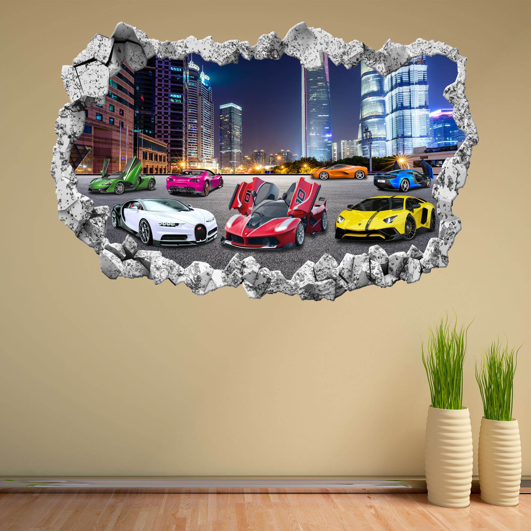 Supercars Wall Decal Sticker | Sports Cars Wall Mural , Poster , Print ...