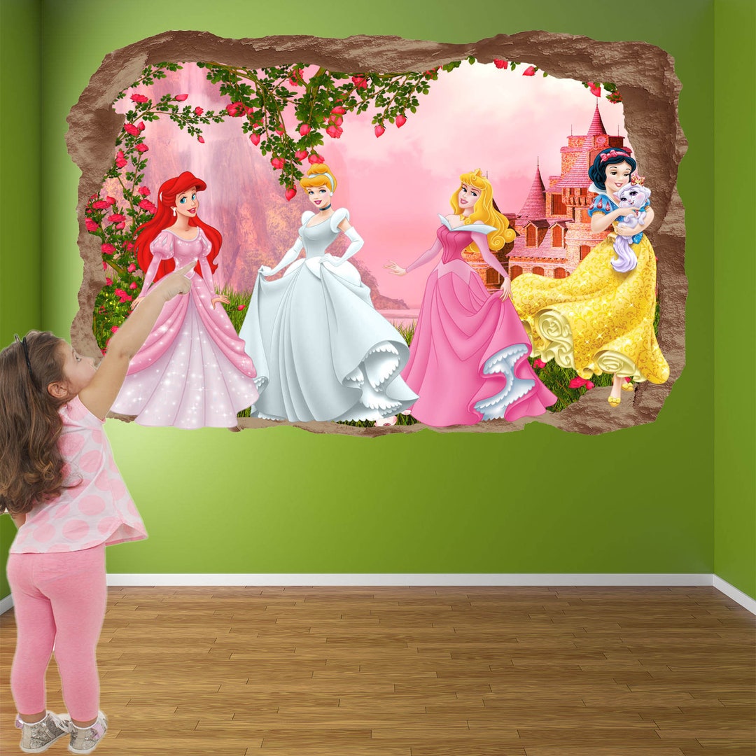 Princess Castle Flowers Fantasy Wall Decal Sticker Mural Print Art Kids ...