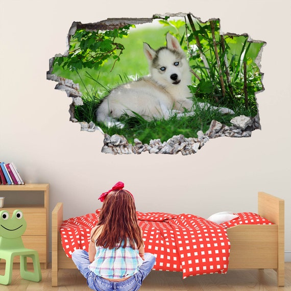Siberian Husky Puppy Dog Wall Decal Sticker Mural Poster Print | Etsy