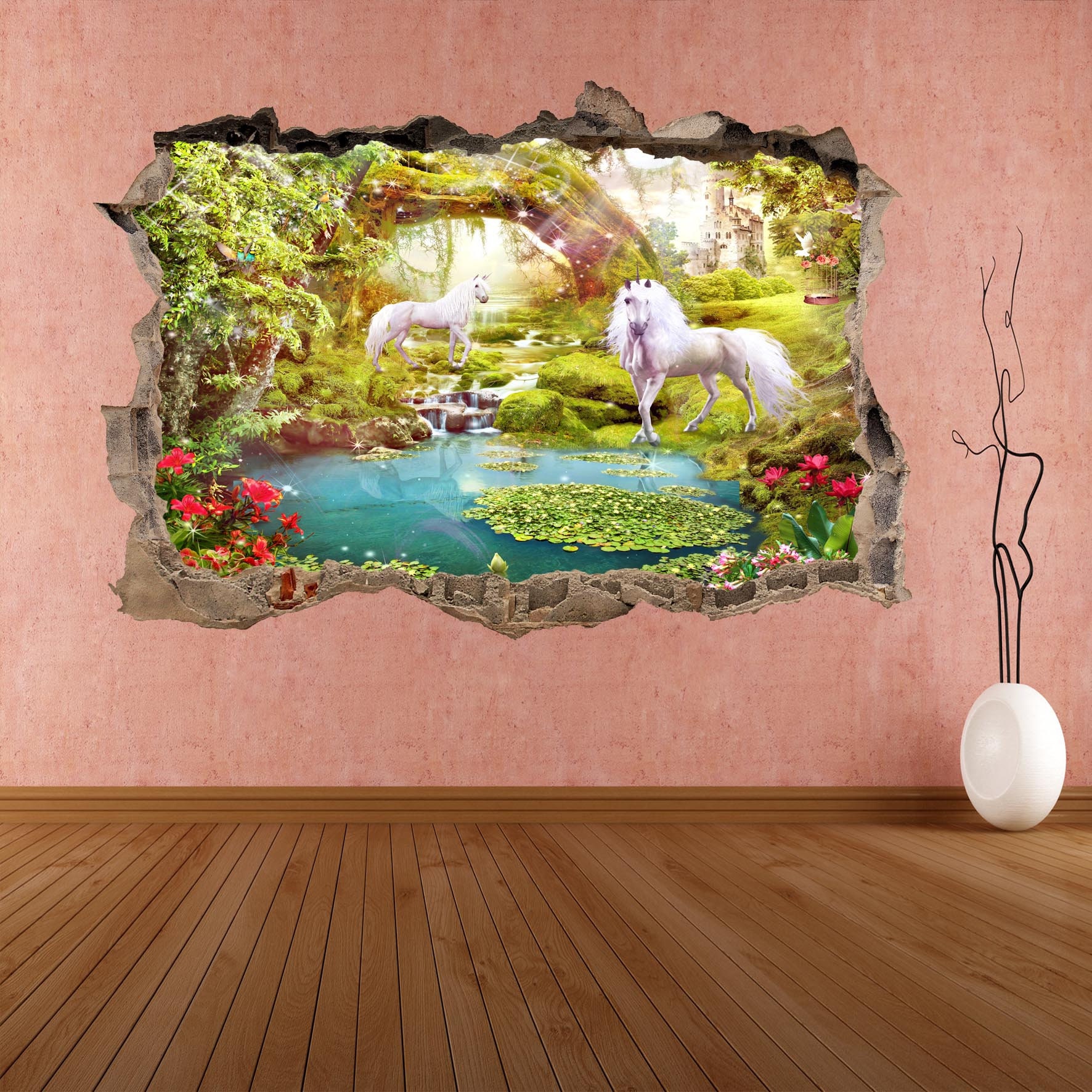 Unicorn Enchanted Forest Fantasy Wall Sticker Mural Decal | Etsy