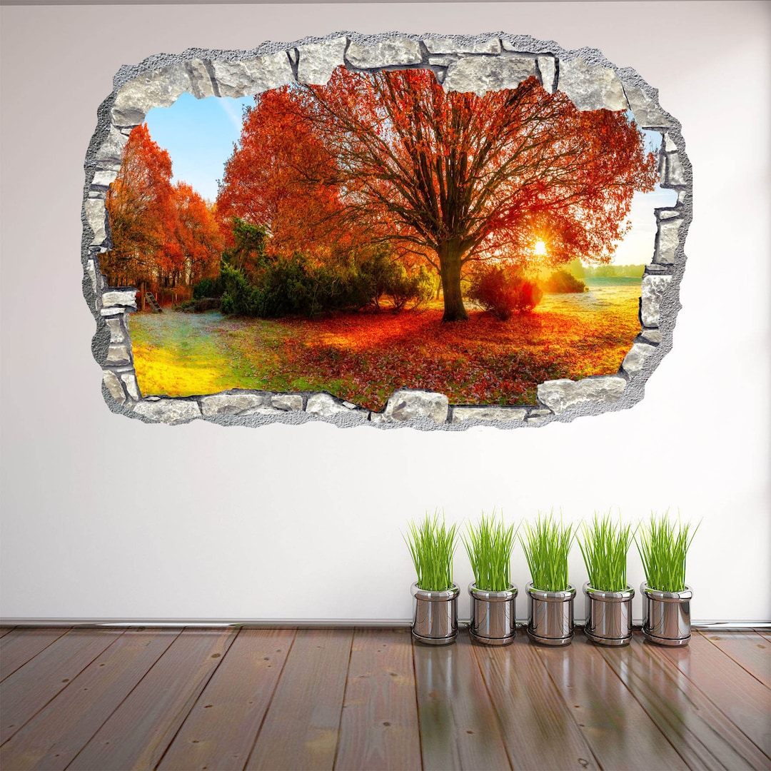 Autumn Leaves Oak Tree Nature Wall Decal Sticker Mural Poster Print Art ...