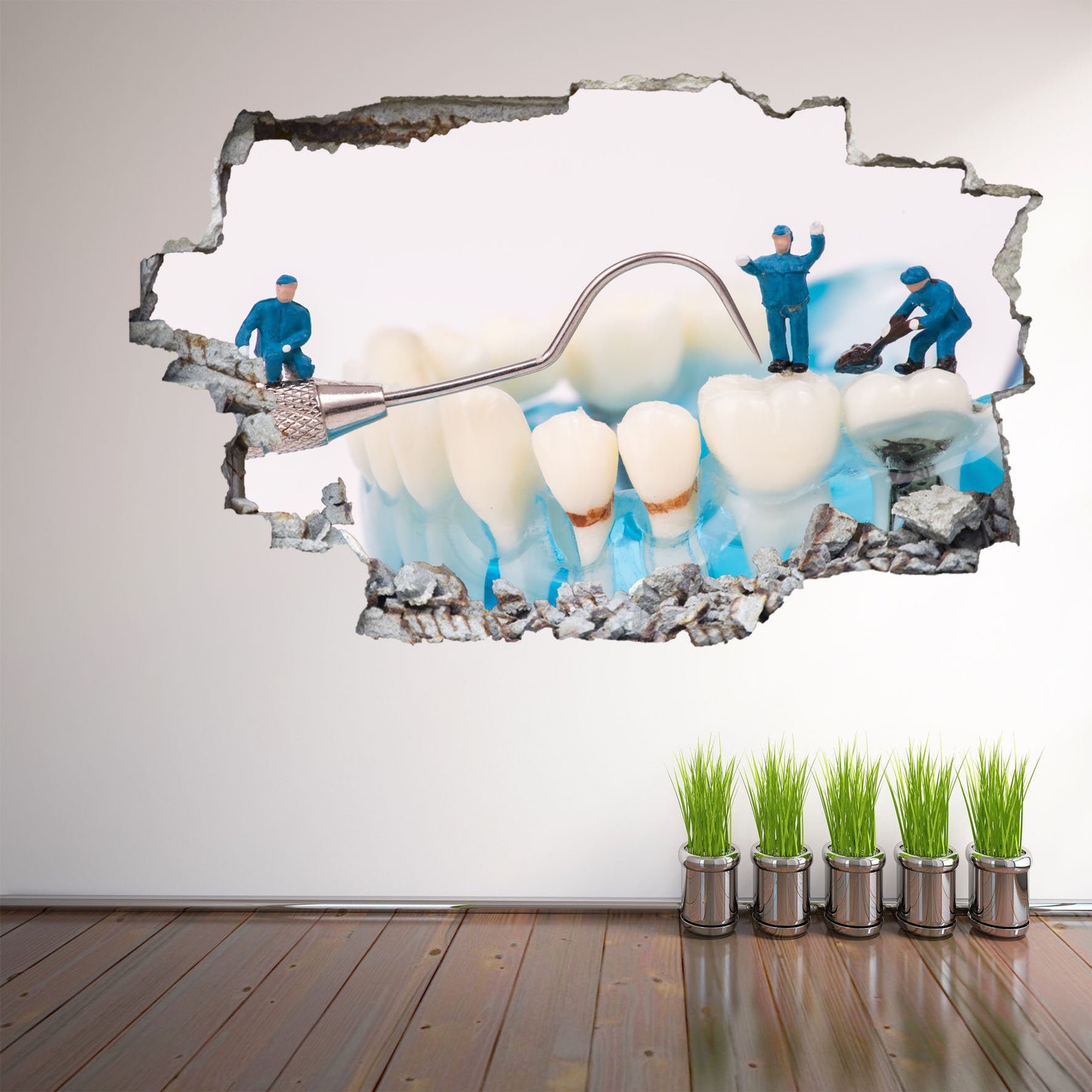 People Cleaning Teeth Wall Decal Sticker Mural Poster Print | Etsy