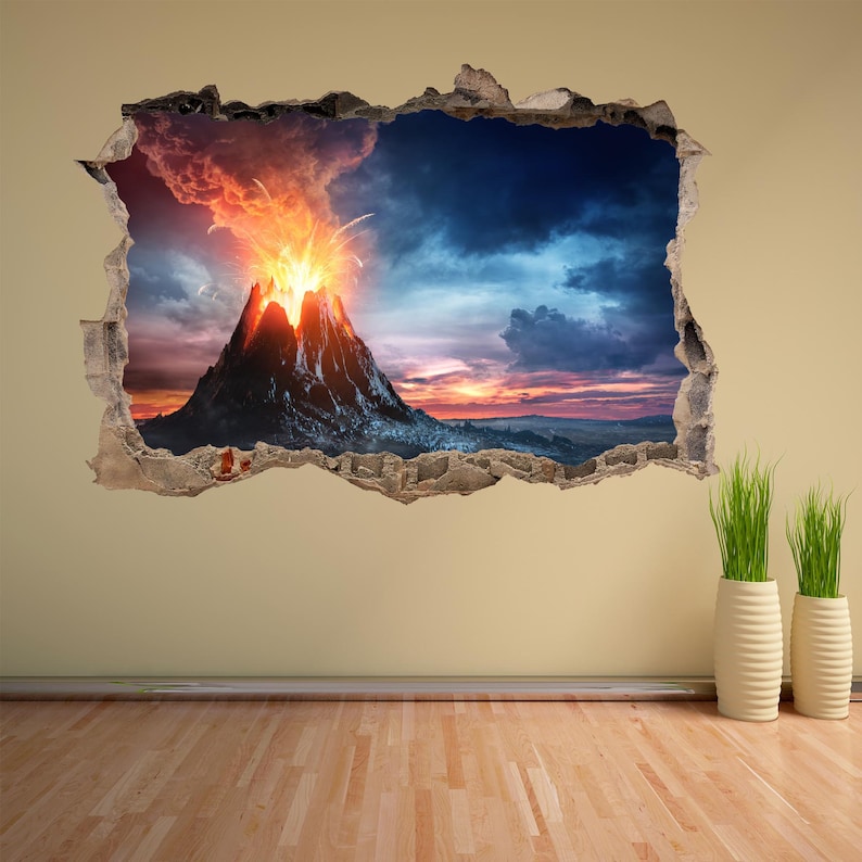 Volcano Eruption Wall Decal Sticker Mural Poster Print Art - Etsy UK