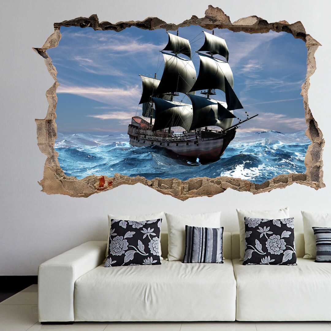 Pirate Ship Wall Decal Sticker Mural Poster Print Art Kids Bedroom Home ...