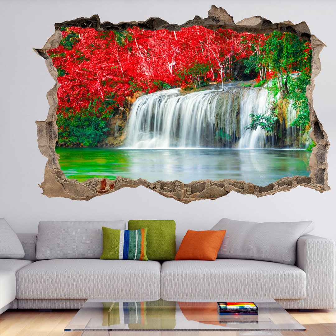 Waterfall River Forest Nature Wall Decal Sticker Mural Poster Print Art ...