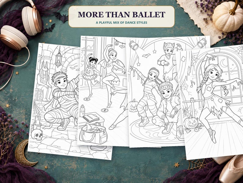 Halloween Dance Coloring Book, Printable Ballet Activity for Kids ...