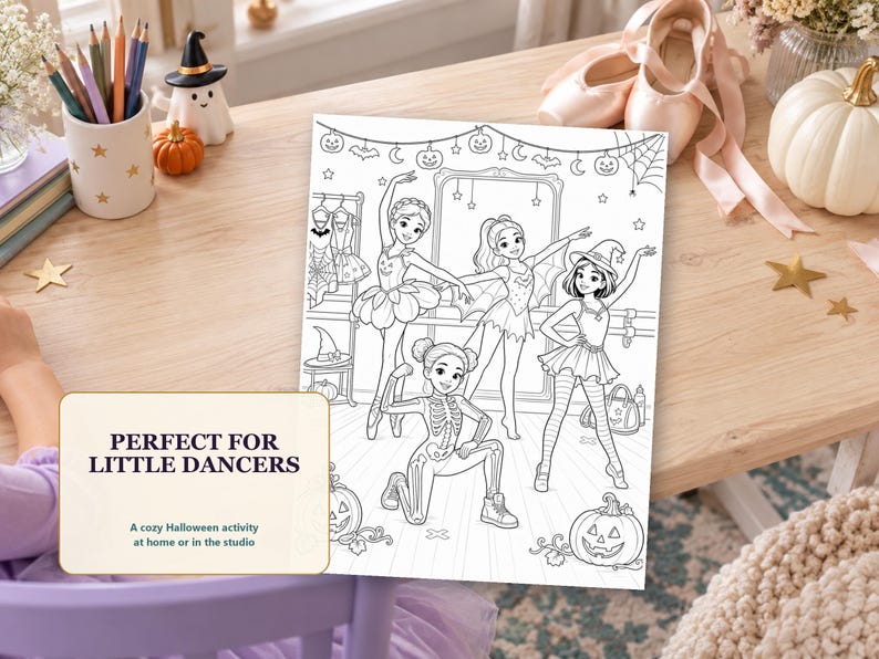 Halloween Dance Coloring Book, Printable Ballet Activity for Kids ...