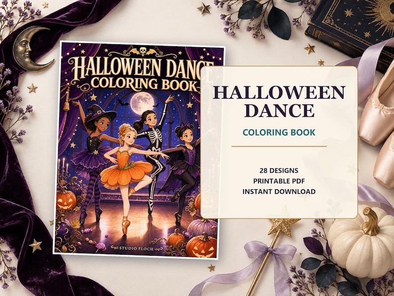 Halloween Dance Coloring Book, Printable Ballet Activity for Kids ...