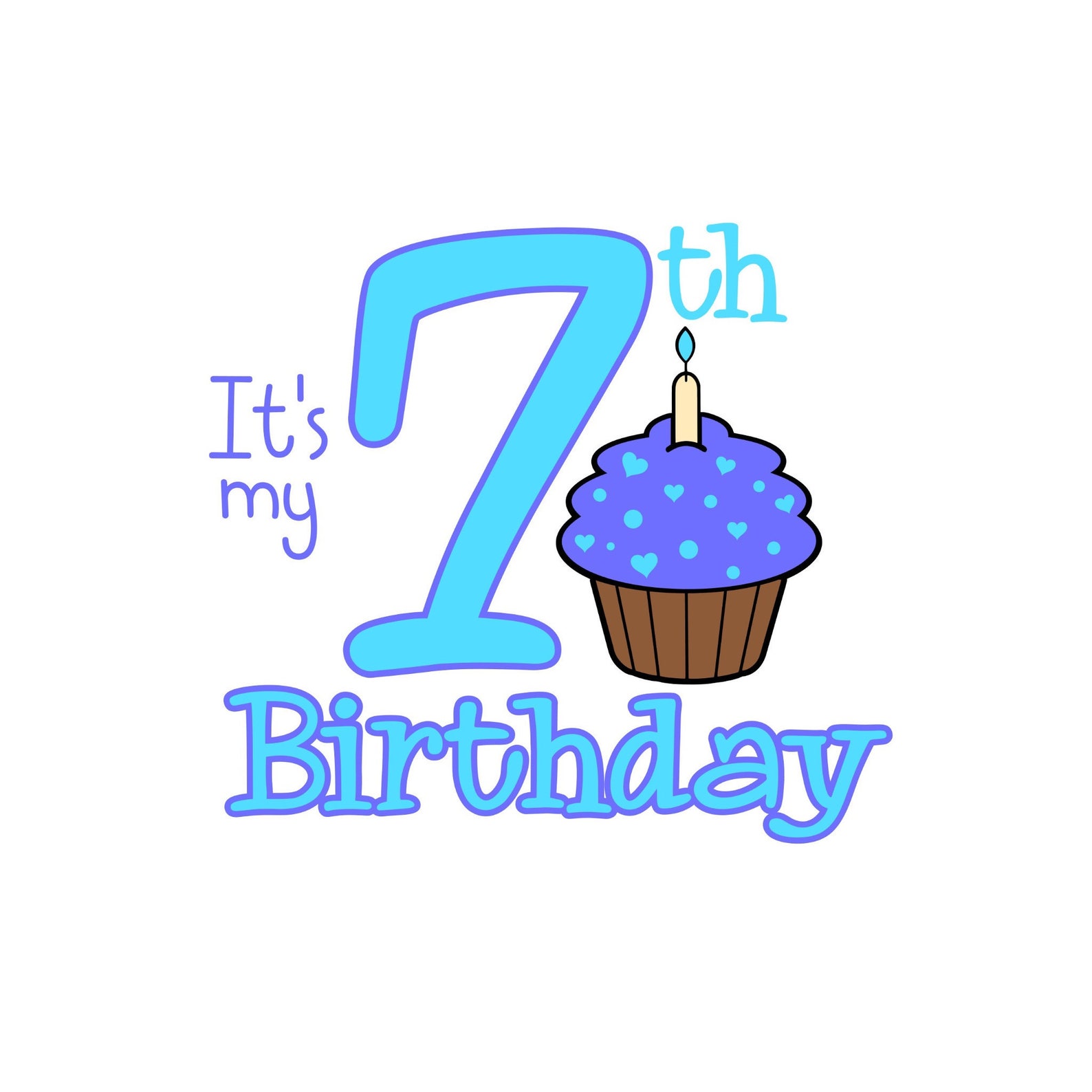 Seventh Birthday Cupcake SVG 7th Birthday Cupcake Svg - Etsy