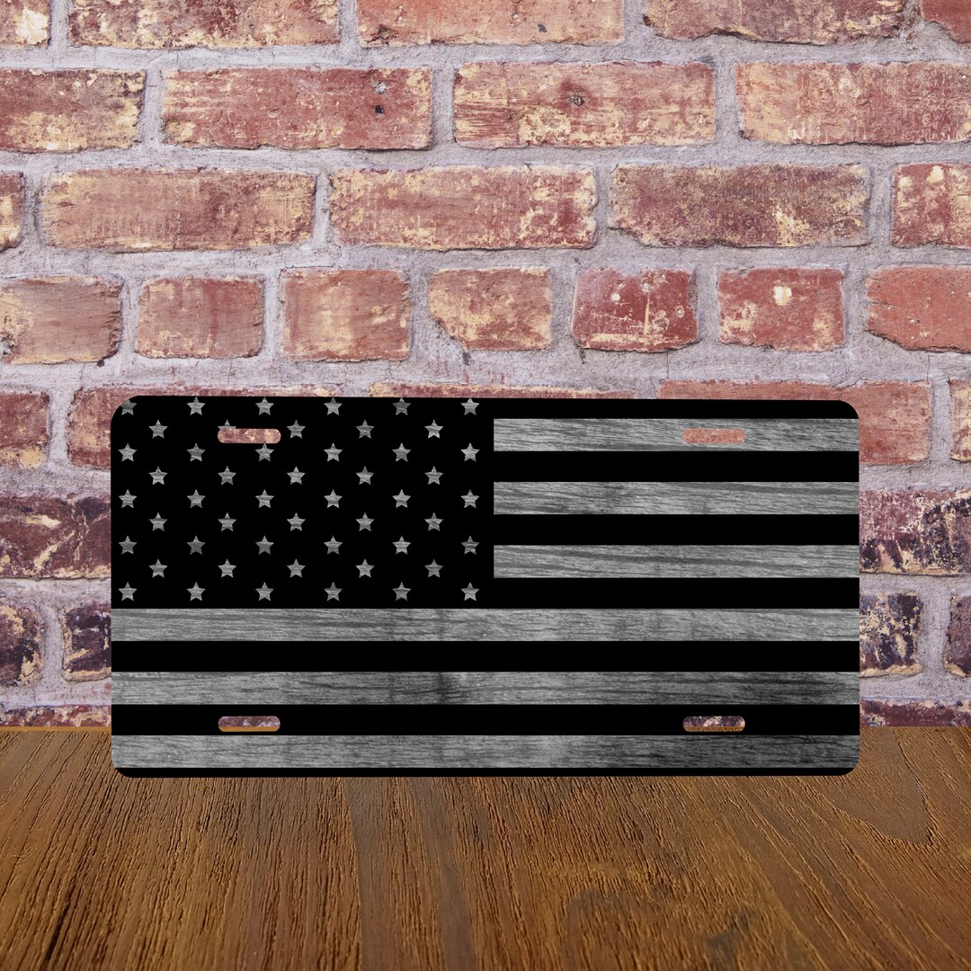 USA Black and Grey Distressed Flag License Plate Sublimation Design ...
