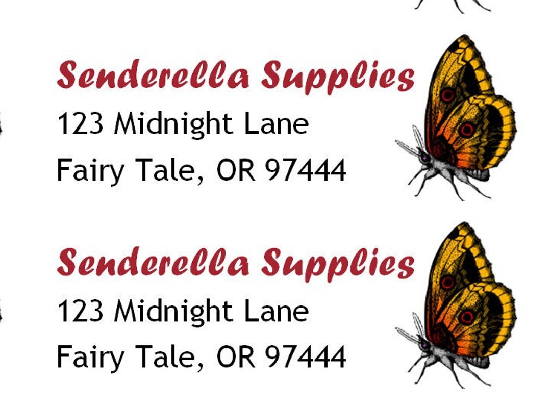 Butterfly Orange Address Labels - Etsy