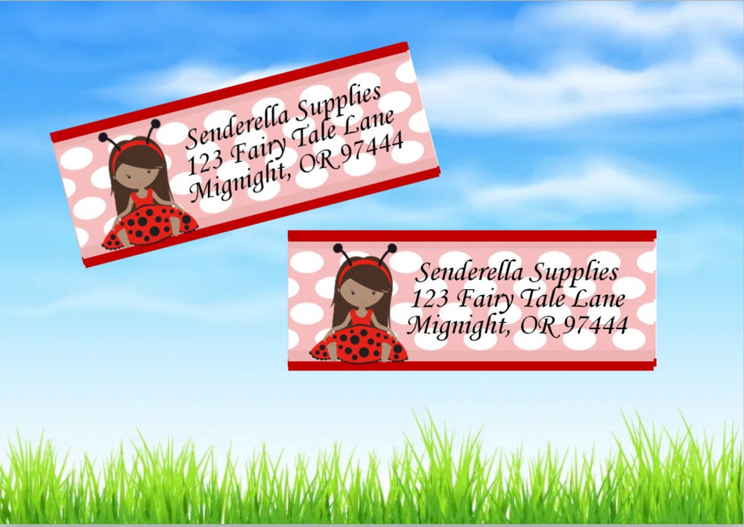 Lady Bug_ladies Theme_mocha Brown Hair_address Labels - Etsy