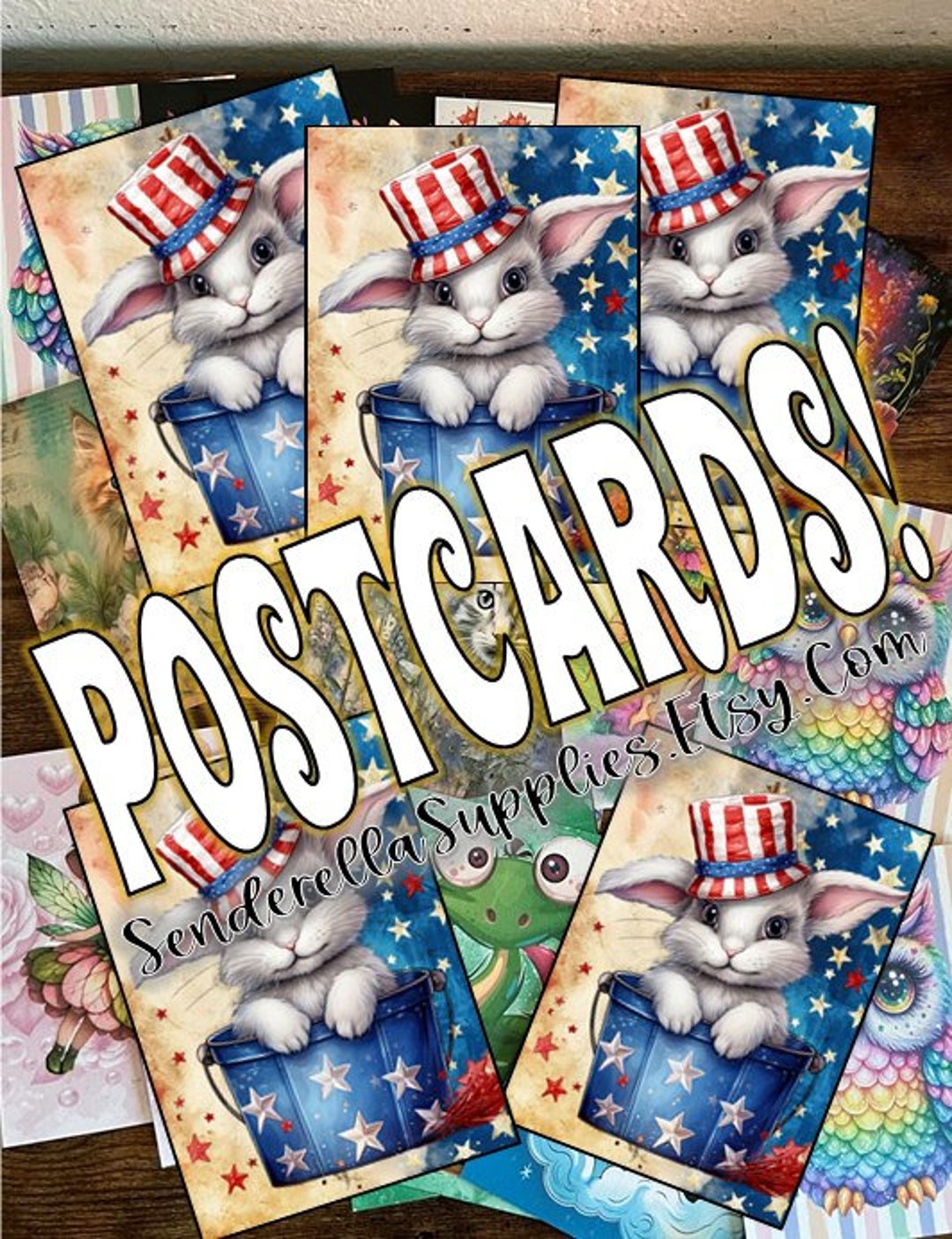 Patriotic Rabbit (4 Same) Postcards - Etsy