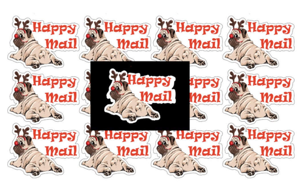 Dog Pug Rudolph Red Nose Stickers 24 Stickers in a Set - Etsy