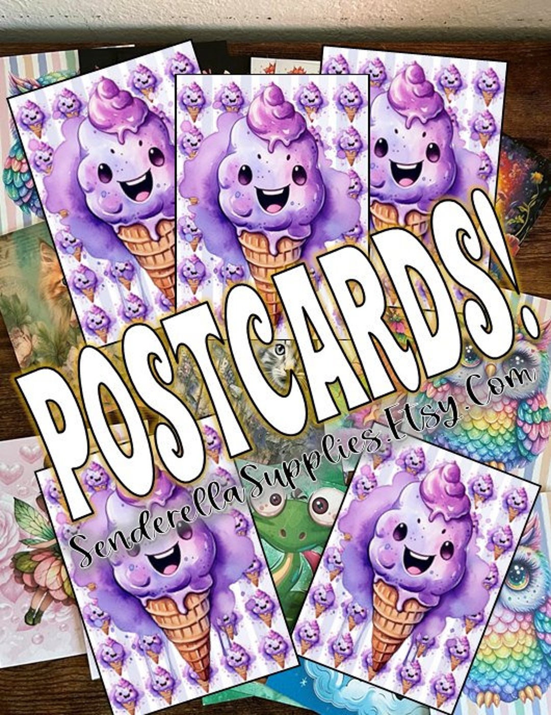 Ice Cream Purple Smile 3 (4 Same) Postcards - Etsy