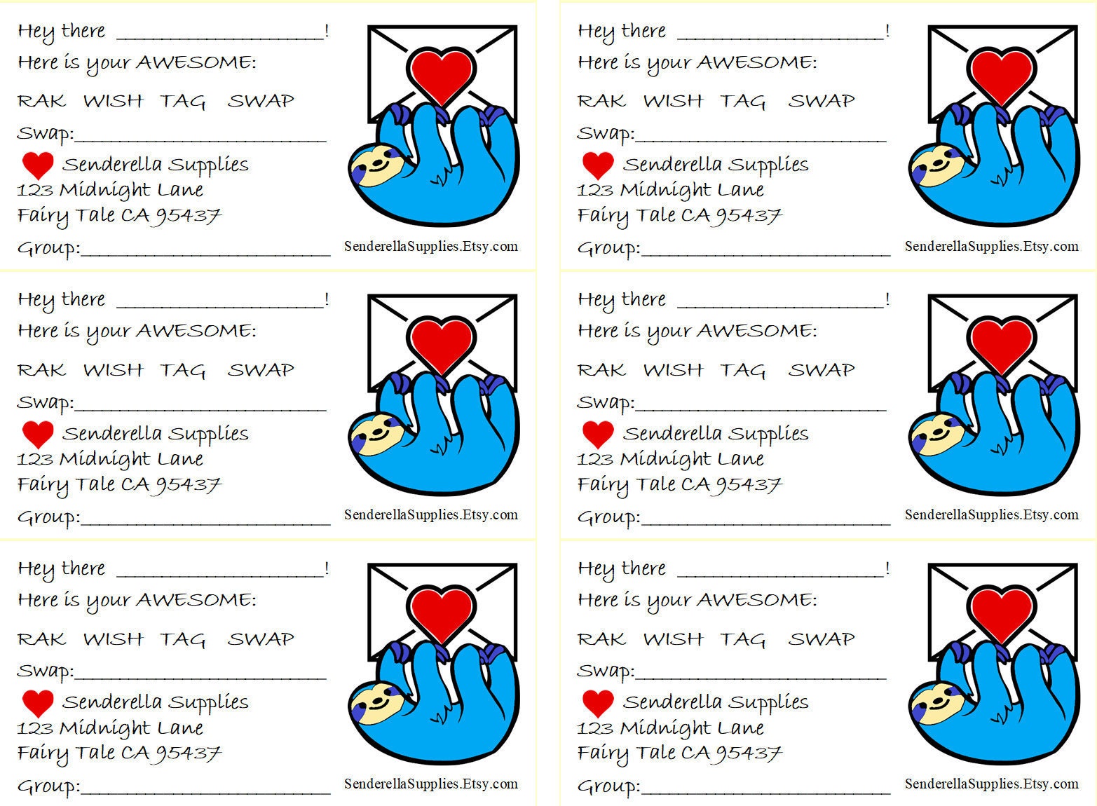 Swap Inserts horizontal Personalized RAKS Tags Swaps - Etsy