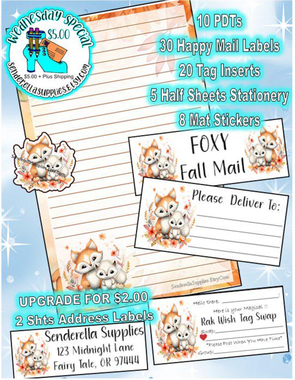Fall Autumn 2 Foxes Wednesday Special 8/14/2024 - Etsy