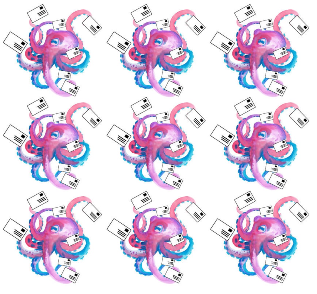 Octupus With Envelopes 30 Stickers - Etsy