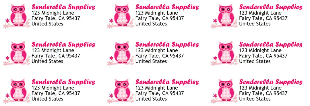 Owl Pink Owl Address Labels - Etsy