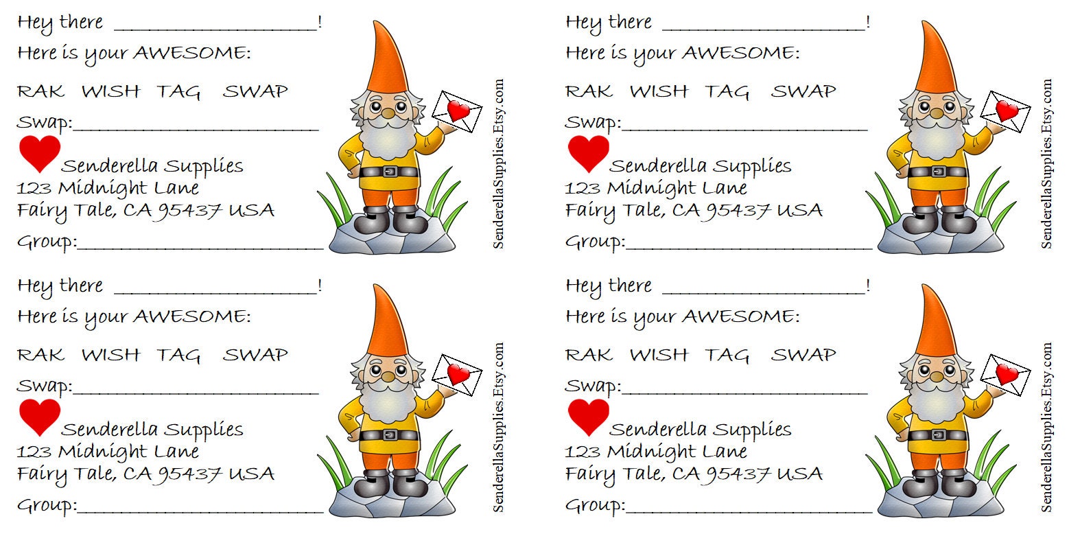 Swap Inserts horizontal Personalized RAKS Tags Swaps - Etsy