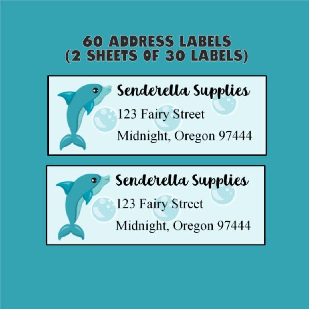Dolphins Ocean Critters Address Labels - Etsy