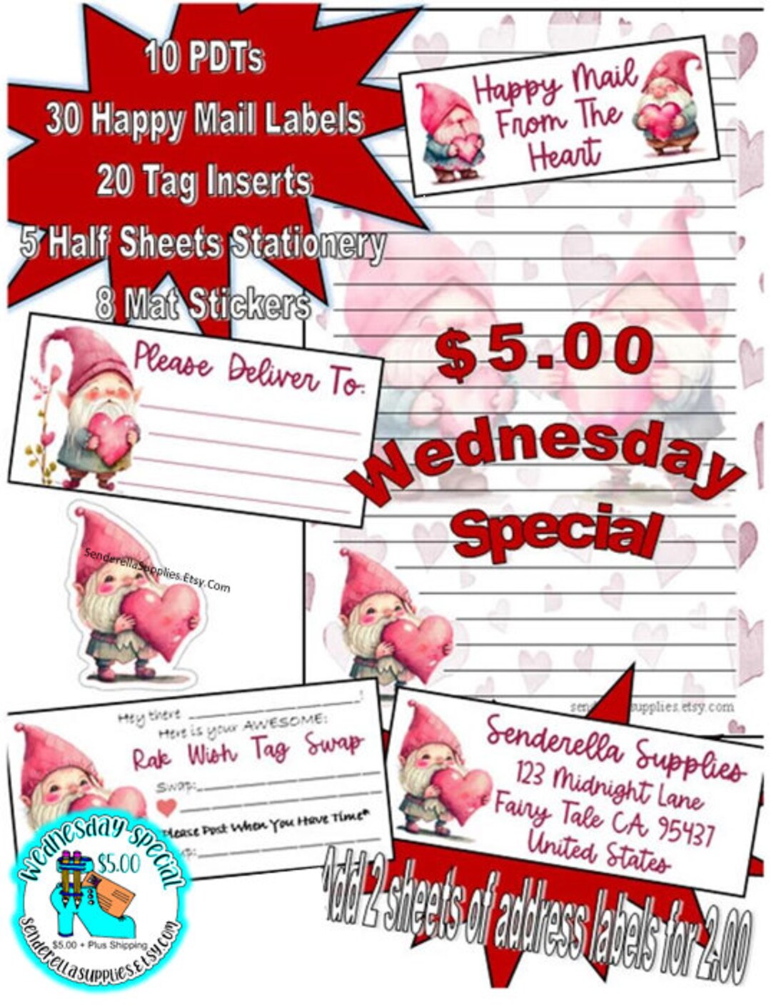 Gnome With Hearts (1-4-23) Wednesday Special - Etsy