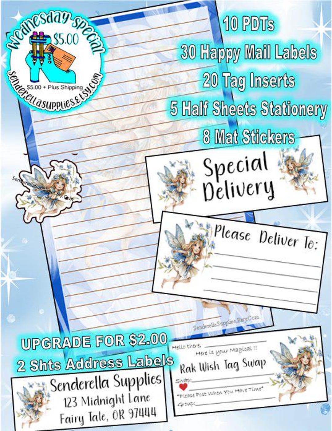 Fairy With Blue Flowers Wednesday Special 8/14/2024 - Etsy