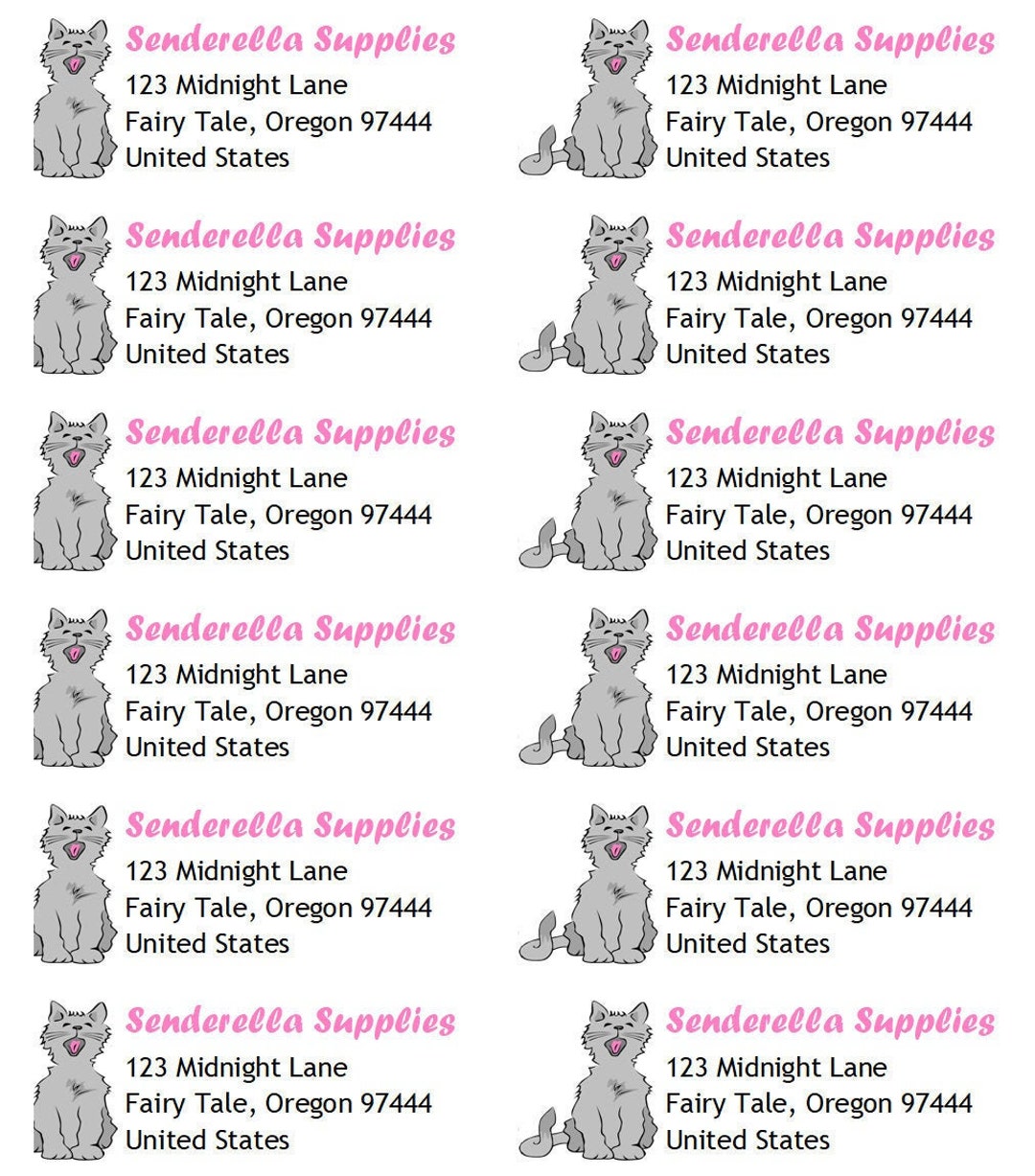 Cat Grey Kitty Address Labels - Etsy