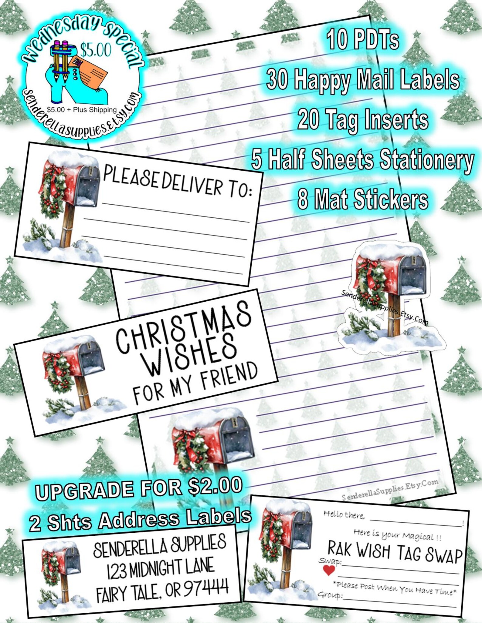 Christmas Mail Box With Wreath Wednesday Special - Etsy